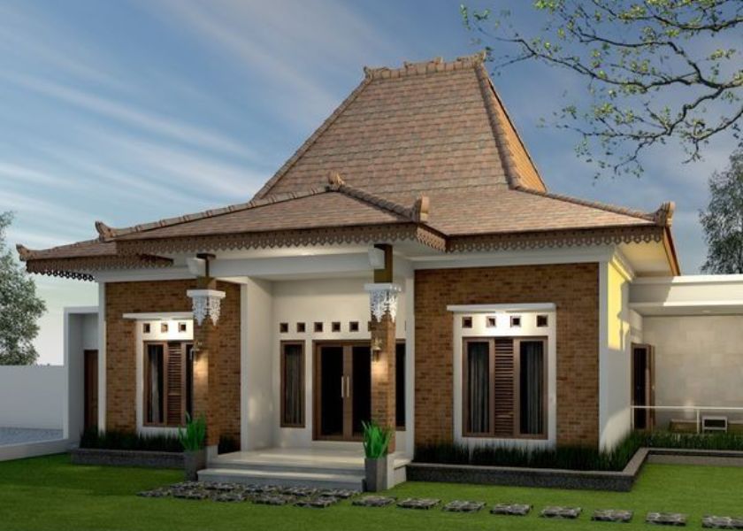 Rumah Joglo Modern dengan Batu Bata