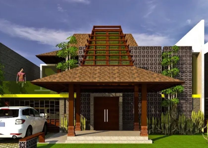 Rumah Joglo Modern dengan Roster Modern